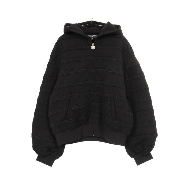 シャネル CHANEL ココマークレース パーカー 衣料品 トップス コットン レディース ブラック系 P76223V67500 【中古】