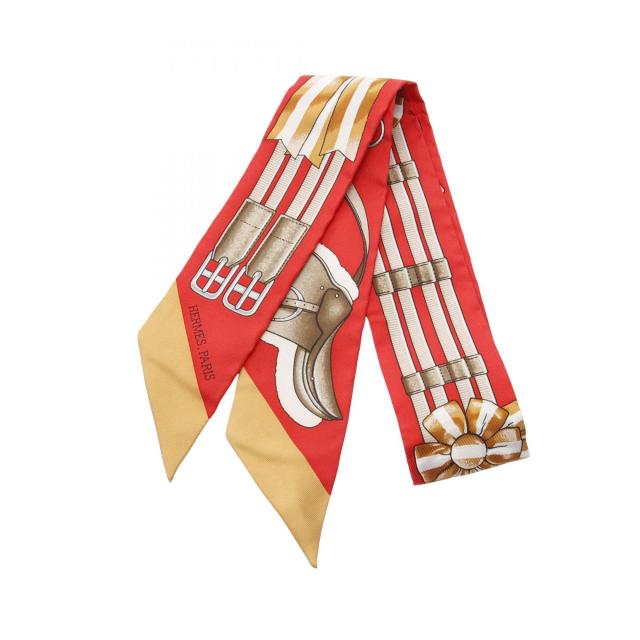 エルメス HERMES ツイリー JUMPING スカーフ 衣料品 シルク シルク レディース レッド系 / マルチカラー 【中古】