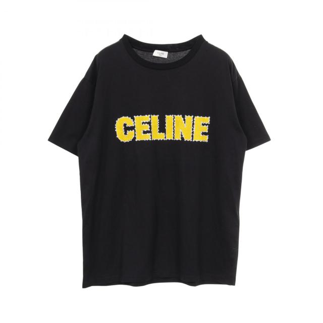 セリーヌ CELINE クラックロゴストーン カットソー 衣料品 トップス コットン メンズ ブラック系 2X15M671Q.38YG 【中古】