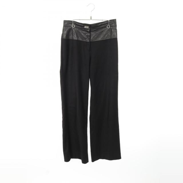 シャネル CHANEL 2.55 パンツ 衣料品 ボトムス ウール カシミヤ レザー レディース ブラック系 P39003 【中古】