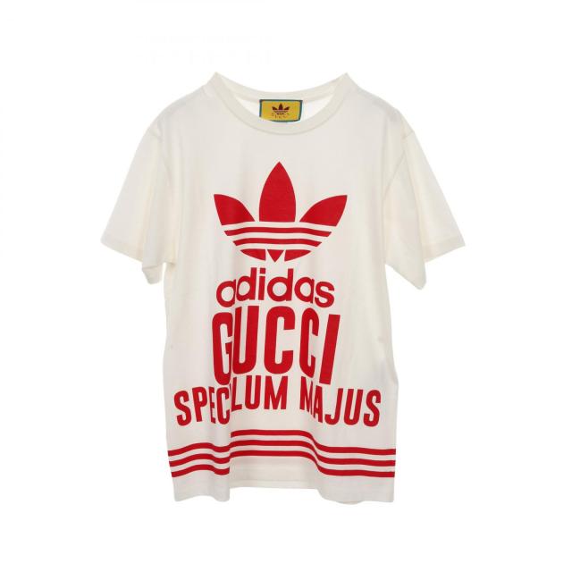 グッチ GUCCI GUCCI × adidas トレフォイル カットソー 衣料品 トップス コットン レディース ホワイト系 / レッド系 717422 【中古】
