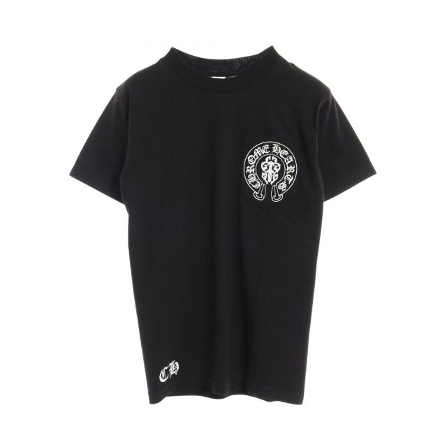 クロムハーツ CHROME HEARTS アメリカンフラッグ ヴァインダガー ホースシュー プリント カットソー 衣料品 トップス コットン メンズ ブラック系 【中古】