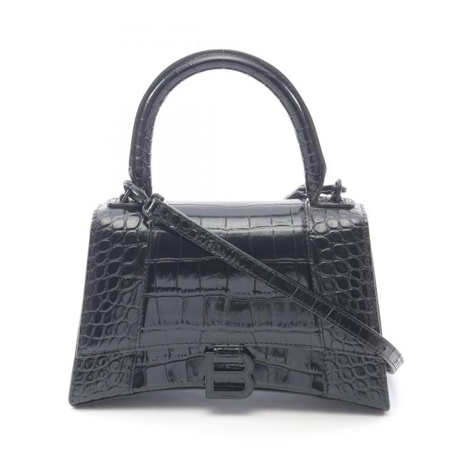 バレンシアガ BALENCIAGA アワーグラス スモール ハンドバッグ バッグ レザー レディース ブラック系 【中古】