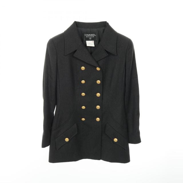シャネル CHANEL ココマークボタン テーラードジャケット 衣料品 アウター ウール レディース グレー系 - 【中古】