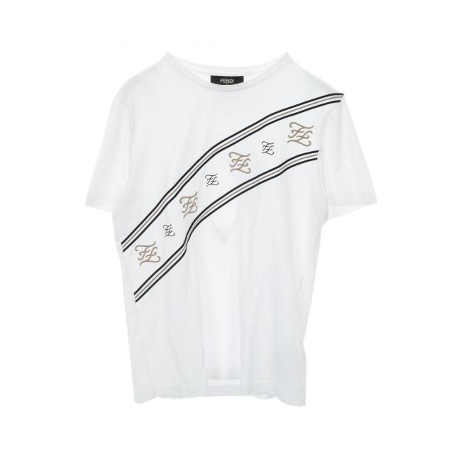 フェンディ FENDI FFカリグラフィロゴ カットソー 衣料品 トップス コットン メンズ ホワイト系 FAF532 AAYA 【中古】