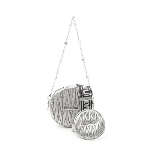 ミュウ ミュウ Miu Miu マテラッセ ショルダーバッグ バッグ レザー レディース シルバー系 5BH191 【中古】