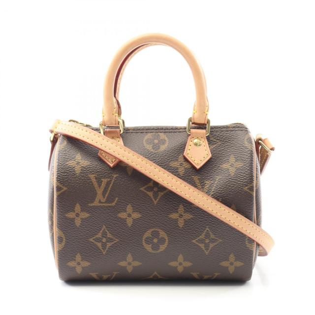 ルイ・ヴィトン LOUIS VUITTON ナノスピーディ ショルダーバッグ バッグ PVCコーティングキャンバス レザー モノグラム レディース ブラウン系 M61252 【中古】