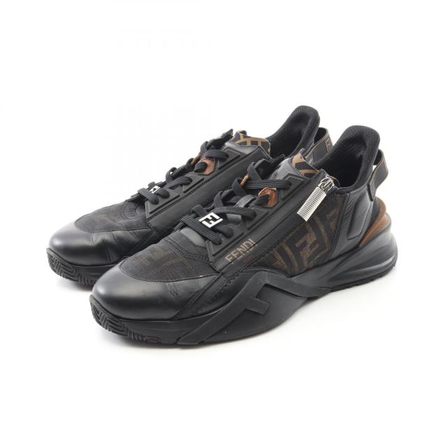フェンディ FENDI フロー スニーカー 靴 レザー ファブリック メンズ ブラック系 / ブラウン系 7E1392 【中古】