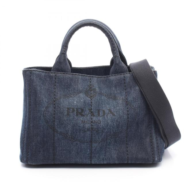 プラダ PRADA CANAPA カナパ トートバッグ バッグ デニム レディース ネイビー系 1BG439 【中古】