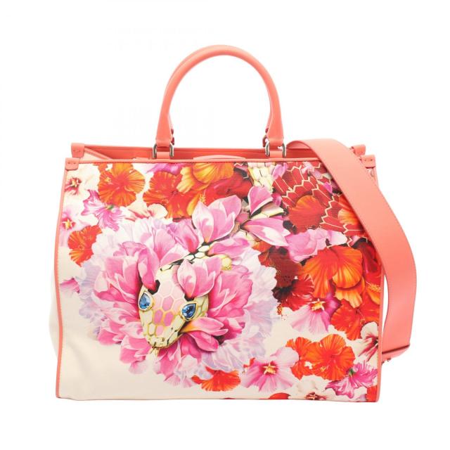 ブルガリ BVLGARI セルペンティ トートバッグ バッグ キャンバス レザー レディース ホワイト系 / レッド系 / マルチカラー 【中古】