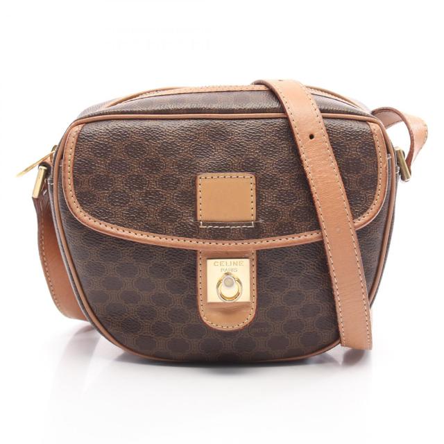 セリーヌ CELINE マカダム ショルダーバッグ バッグ PVCコーティングキャンバス レザー レディース ブラウン系 【中古】