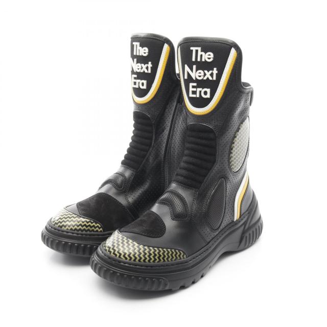 クリスチャンディオール Christian Dior ブーツ 靴 レザー ファブリック レディース ブラック系 / イエロー系 【中古】