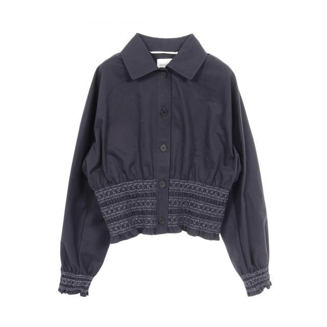 エルメス HERMES Veste taille brodee a smocks テール ブロデ ア スモック 衣料品 アウター コットン レディース ネイビー系 5E0228DD 【中古】