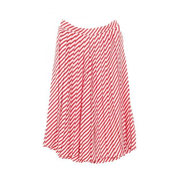 セリーヌ CELINE プリーツ パンツ 衣料品 ボトムス ビスコース レディース ホワイト系 / レッド系 【中古】