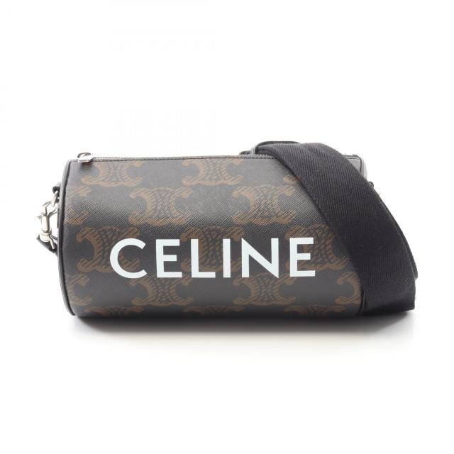 セリーヌ CELINE トリオンフ ショルダーバッグ バッグ PVCコーティングキャンバス レザー レディース ブラック系 / ブラウン系 110052EKK 【中古】
