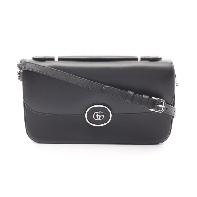 グッチ GUCCI プチGG ショルダーバッグ バッグ レザー レディース ブラック系 739721 【中古】