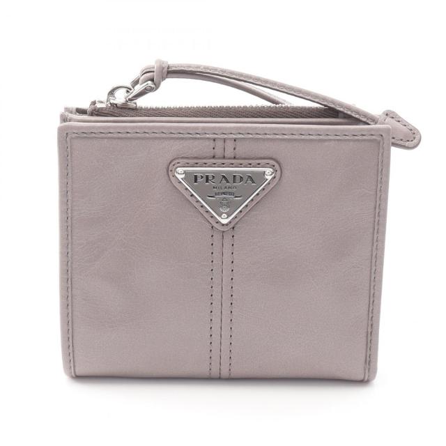 プラダ PRADA SOFT LUX 二つ折り財布 財布 レザー メンズ レディース グレー系 2ML0492CX7F0116 【新品】