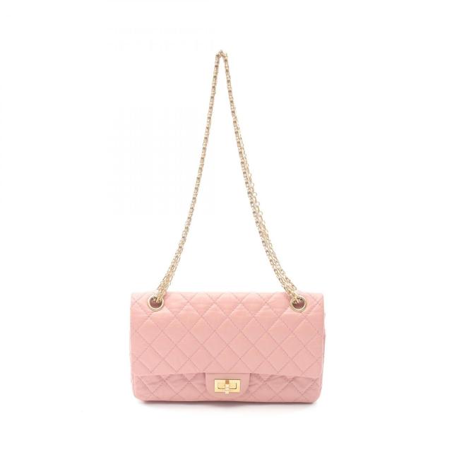 シャネル CHANEL 2.55 マトラッセ Wフラップ ショルダーバッグ バッグ レザー レディース ピンク系 【中古】