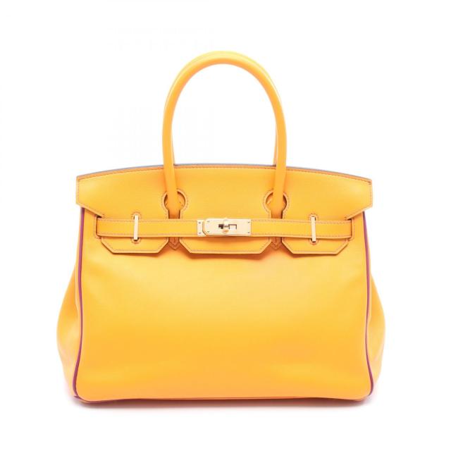 エルメス HERMES バーキン30 ヴェルソ ハンドバッグ バッグ レザー ヴォースイフト ヴォースイフト レディース オレンジ系 / パープル系 / アネモネ 【中古】