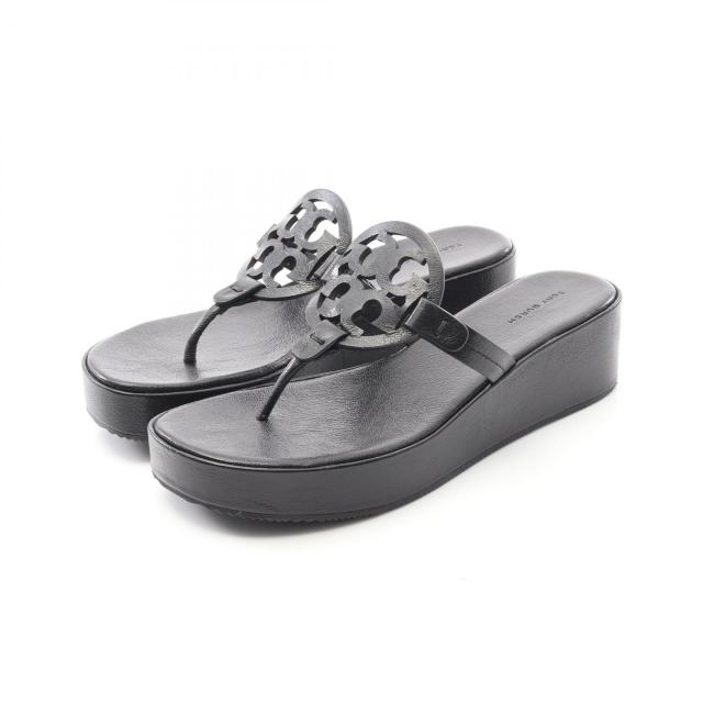 トリーバーチ Tory Burch MILLER ミラー サンダル 靴 レザー レディース ブラック系 【中古】