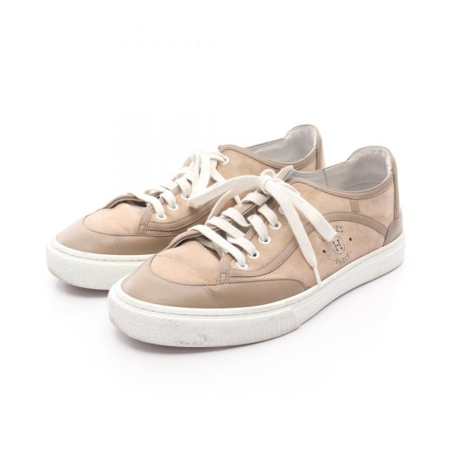 エルメス HERMES ゲット スニーカー 靴 レザー ファブリック メンズ ベージュ系 【中古】