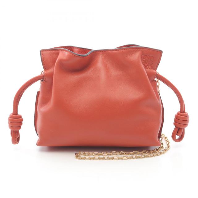 ロエベ LOEWE フラメンコクラッチ ナノ ショルダーバッグ バッグ レザー レディース オレンジ系 【中古】