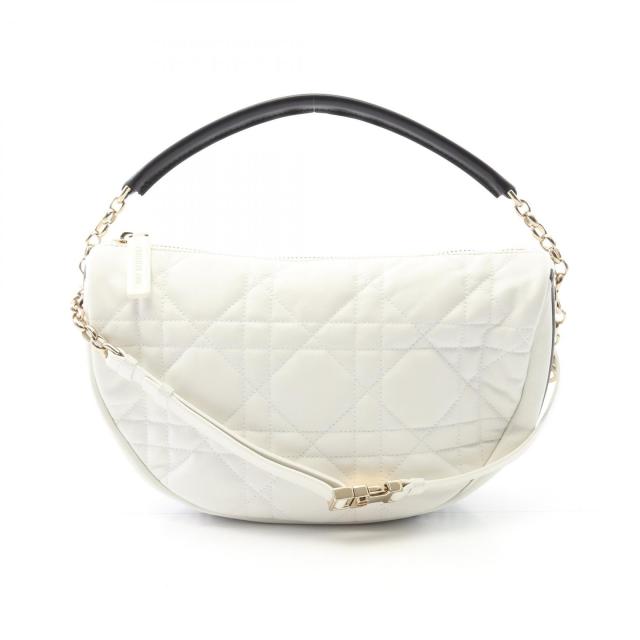 ディオール Dior VIBE ヴァイブ ミディアム ホーボー カナージュ ハンドバッグ バッグ レザー レディース ホワイト系 / ブラック系 【中古】