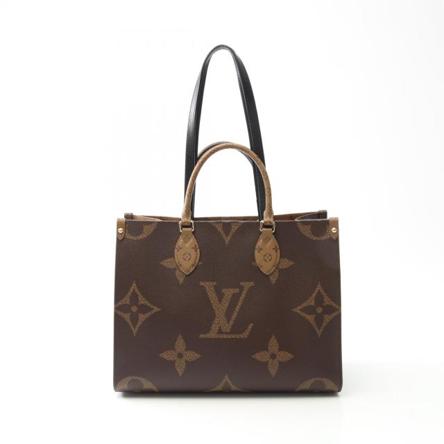 ルイ・ヴィトン LOUIS VUITTON オンザゴーMM トートバッグ バッグ PVCコーティングキャンバス レザー モノグラム・ジャイアントリバース レディース ブラウン系 / ベージュ系 M45321 【中古】