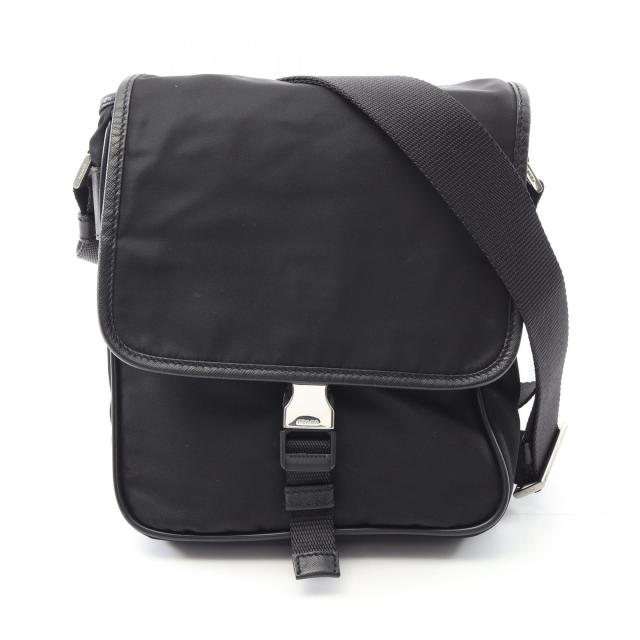 プラダ PRADA ショルダーバッグ バッグ ナイロン サフィアーノレザー メンズ レディース ブラック系 【中古】