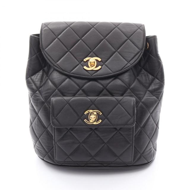 シャネル CHANEL マトラッセ リュックサック バックパック バッグ ラムスキン（羊革） レディース ブラック系 【中古】