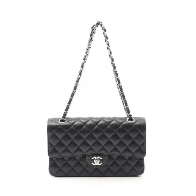 シャネル CHANEL マトラッセ Wフラップ ショルダーバッグ バッグ カーフ（牛革） レディース ブラック系 AO1112 【中古】