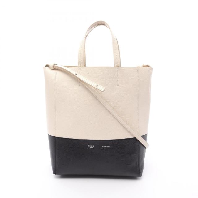 セリーヌ CELINE バーティカル スモール カバ トートバッグ バッグ レザー レディース ホワイト系 / ブラック系 【中古】