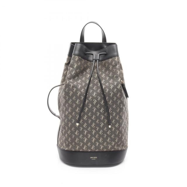 ジミーチュウ JIMMY CHOO EVAN BACKPACK RAU リュックサック バックパック バッグ レザー ナイロンキャンバス メンズ レディース ブラック系 【中古】
