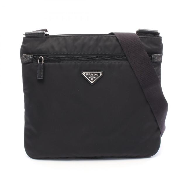プラダ PRADA TESSUTO SAFFI ショルダーバッグ バッグ ナイロン サフィアーノレザー レディース ブラック系 2VH251 【中古】