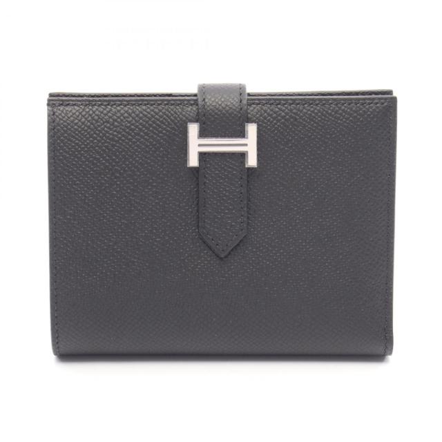 エルメス HERMES ベアンコンパクト 二つ折り財布 財布 レザー ヴォーエプソン ヴォーエプソン レディース ブラック系 【中古】