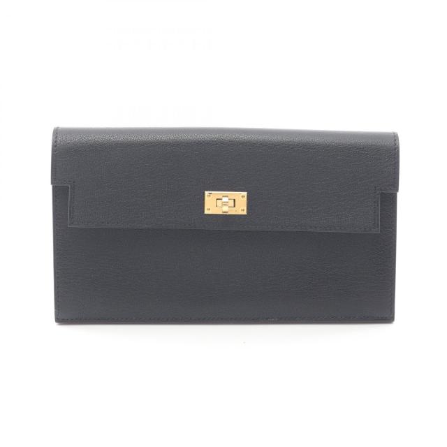 エルメス HERMES ケリーポケット ロング 二つ折り長財布 財布 シェブルシャムキラ レディース ブラック系 H085047CC89 【中古】
