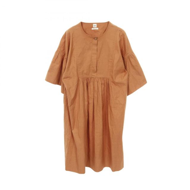 エルメス HERMES ボヘミアンショートドレス ガーゼ モザイク ワンピース 衣料品 トップス コットン レディース ブラウン系 5E0570DB 【中古】