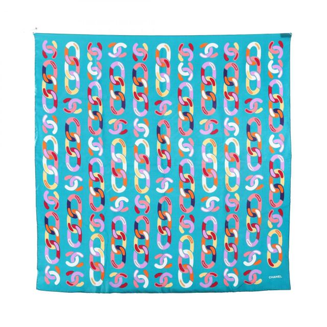 シャネル CHANEL ココマーク スカーフ 衣料品 シルク レディース グリーン系 / マルチカラー 【中古】