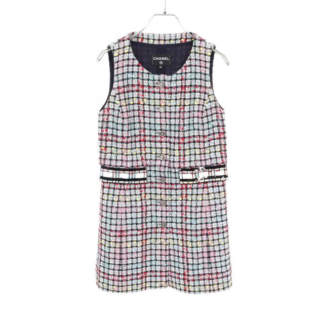 シャネル CHANEL ココマークボタン ツイード ロングジレ ベスト 衣料品 トップス コットン ナイロン レディース マルチカラー P78867 【中古】