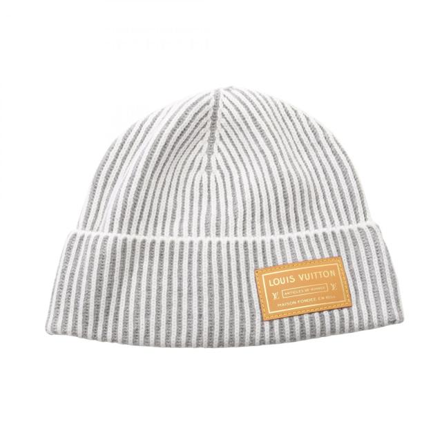 ルイ・ヴィトン LOUIS VUITTON ビーニー ネヴァーフル ニットキャップ 帽子 カシミヤ レディース グレー系 / ホワイト系 【中古】