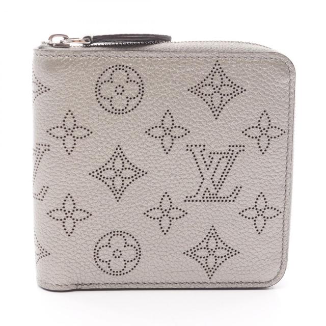 ルイ・ヴィトン LOUIS VUITTON ジッピー コンパクトウォレット メタリックグレー ラウンド財布 財布 レザー マヒナ レディース シルバー系 M81653 【中古】