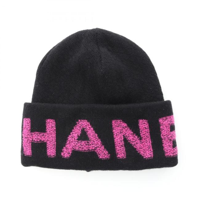 シャネル CHANEL ニットキャップ 帽子 ウール カシミヤ レディース ブラック系 / ピンク系 【中古】