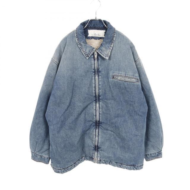イーアールエル ERL DISTRESSED DENIM SHERPA COAT ボア 中綿 デニムジャケット 衣料品 アウター コットン メンズ ブルー系 【中古】