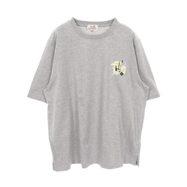エルメス HERMES ミニレザーパッチ カットソー 衣料品 トップス コットン メンズ グレー系 【中古】