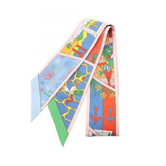 エルメス HERMES ツイリー FACTORY SUITE スカーフ 衣料品 シルク シルク レディース ピンク系 / マルチカラー 【中古】