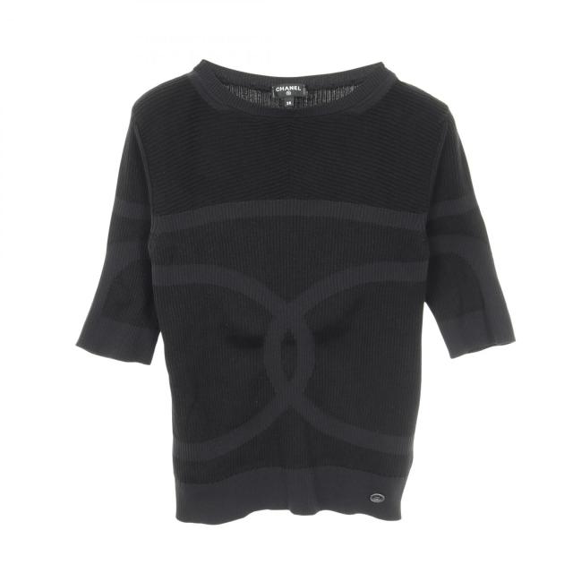 シャネル CHANEL ココマーク リブ ニット 衣料品 トップス シルク レディース ブラック系 【中古】