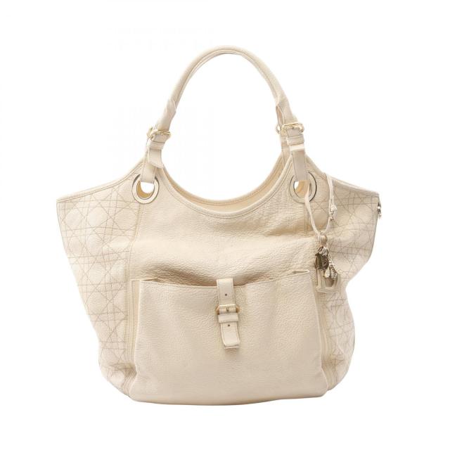 クリスチャンディオール Christian Dior カナージュ トートバッグ バッグ レザー レディース ベージュ系 【中古】