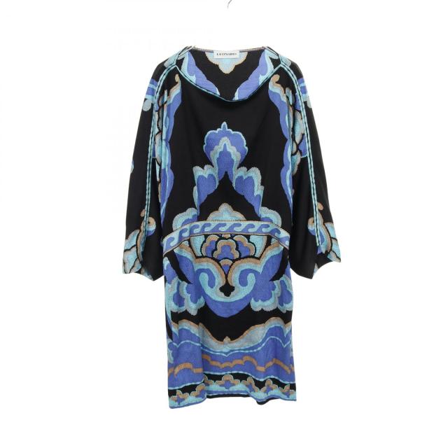 レオナール LEONARD ワンピース 衣料品 トップス シルク レディース ブラック系 / ブルー系 / ベージュ系 480204 【中古】