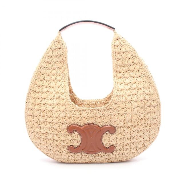 セリーヌ CELINE クラシック バスケットバッグ ハンドバッグ バッグ レザー ラフィア レディース ベージュ系 / ブラウン系 112772EYR02NT 【新品】