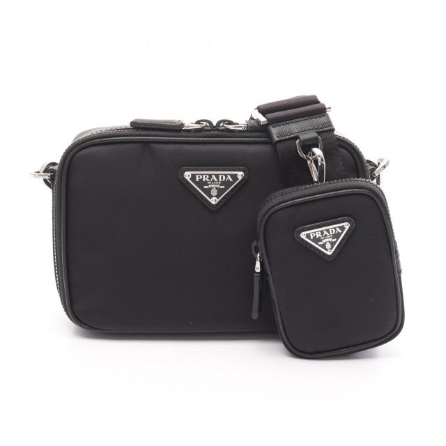 プラダ PRADA ブリック ショルダーバッグ バッグ ナイロン サフィアーノレザー レディース ブラック系 2VH0702DMHF0002XMP 【新品】